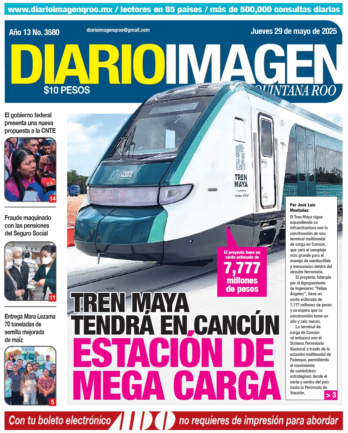 Portadas de Prensa en Quintana Roo 29 de mayo de 2025