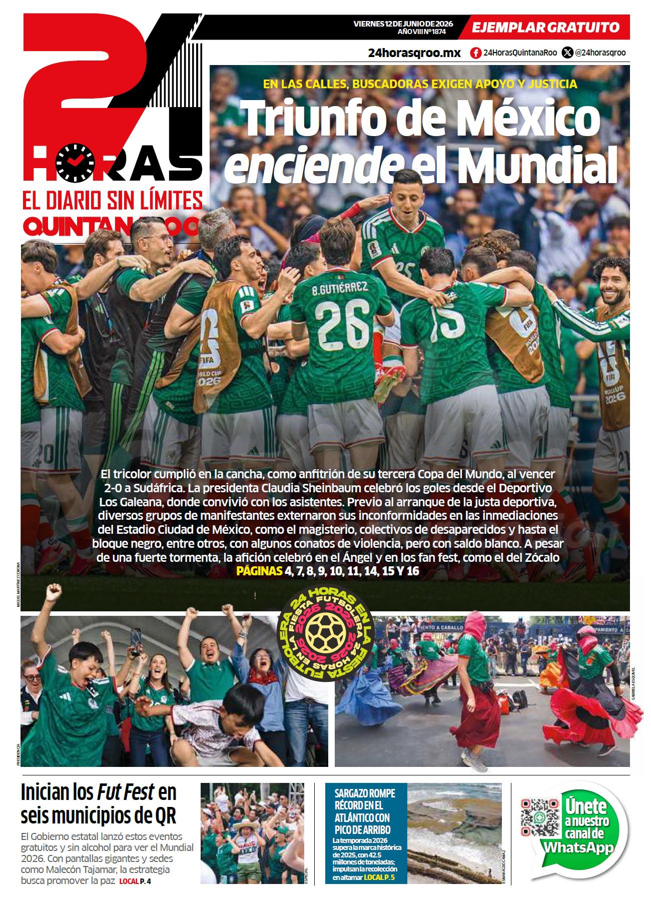 Portadas de Prensa en Quintana Roo 12 de junio de 2026.